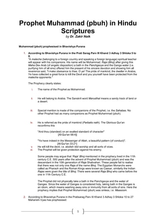 Muhammad in hindu scriptures | PDF | Hinduism | Religion & Spirituality