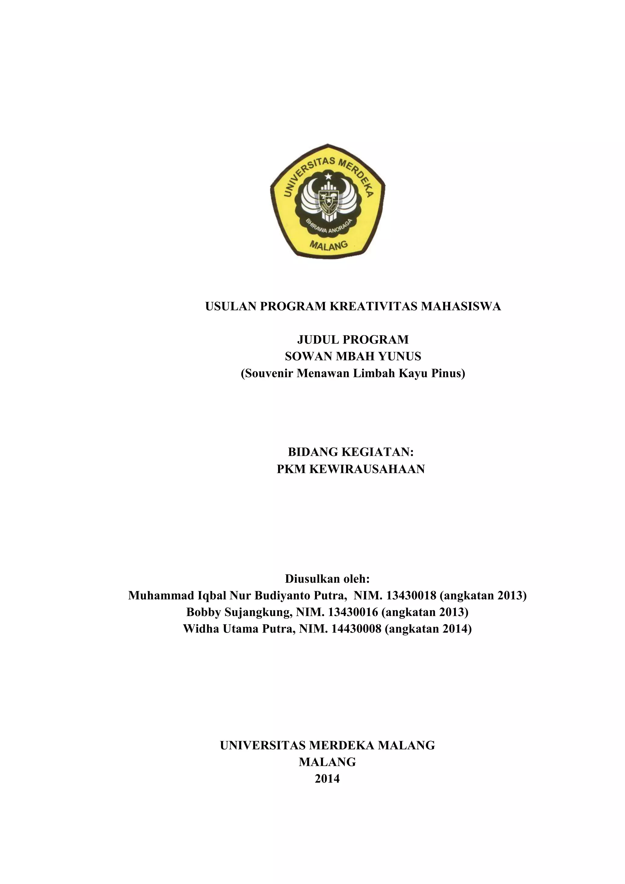 Contoh Proposal PKMK | PDF