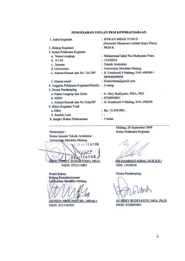 Contoh Proposal PKMK | PDF