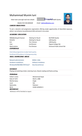 Muhammad Munim Cv | DOC