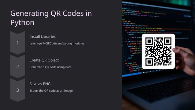 Qrcode generator Python project personation .pptx | Web Design and HTML | Internet