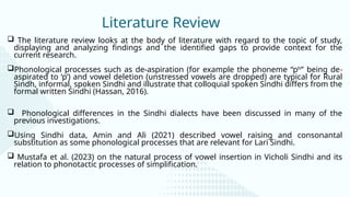 Phonological Diversity in Sindhi Dialects. | PPTX