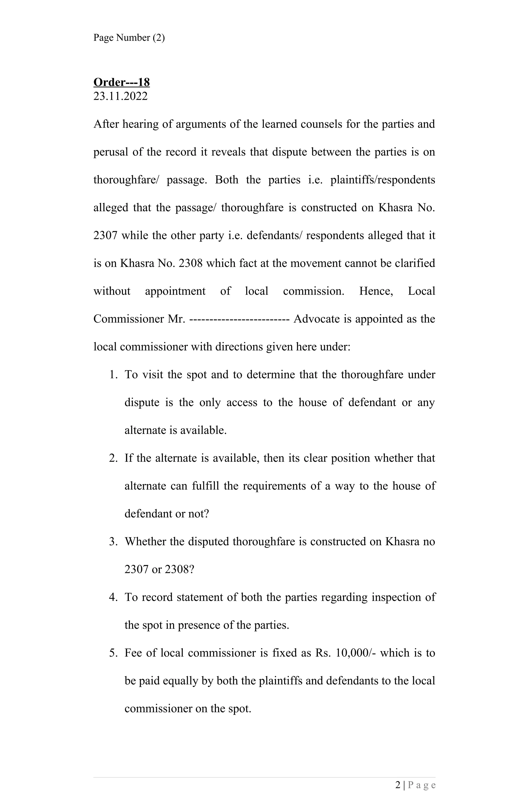 Appointment of local commission in caseMuhammad Sadiq etc vs Anwar Zeb ...