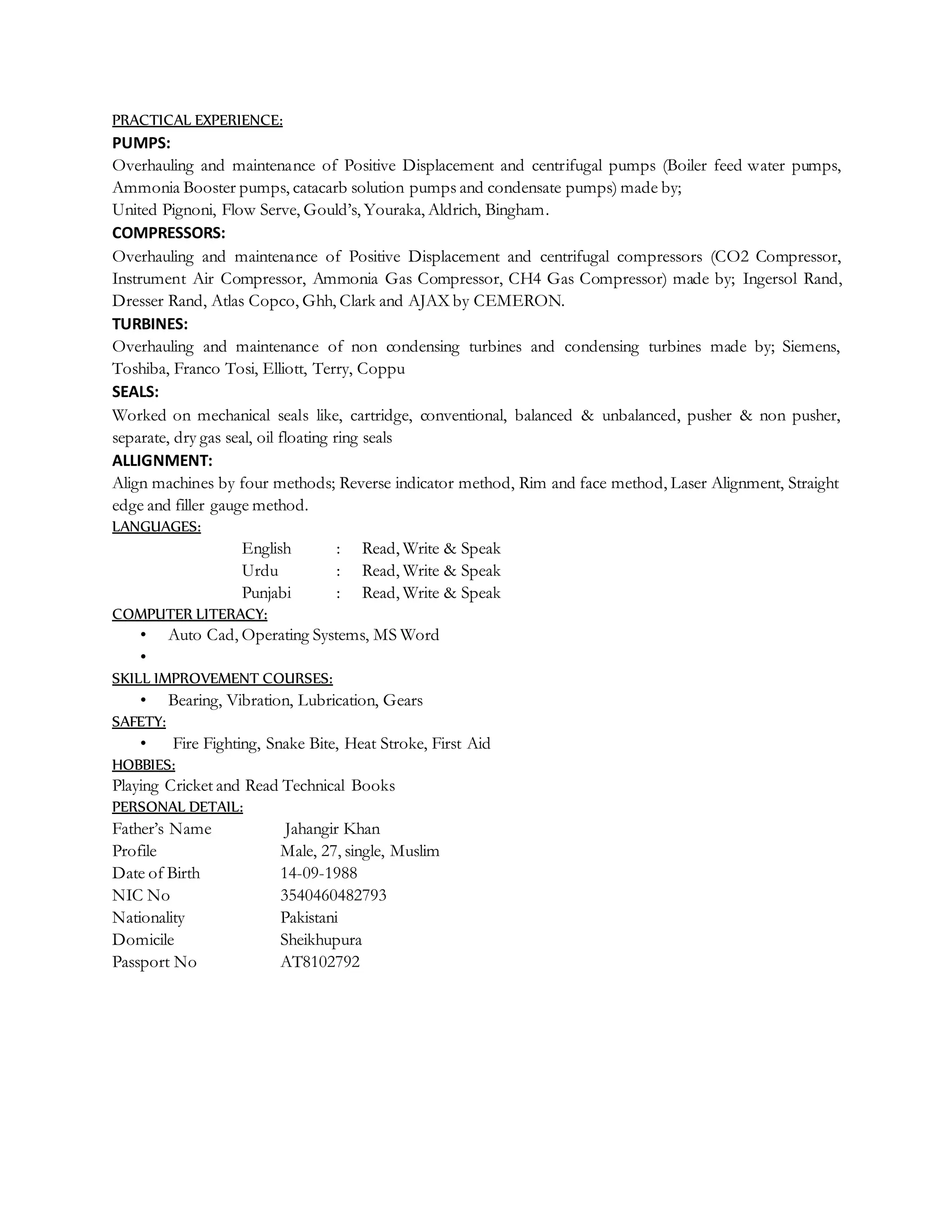 Muhammad sajid jahangir cv doc. | DOCX
