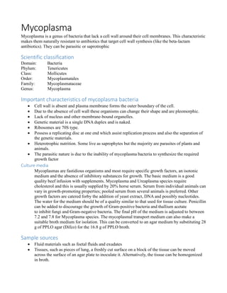 Mycoplasma --isolation --students Assignment | PDF
