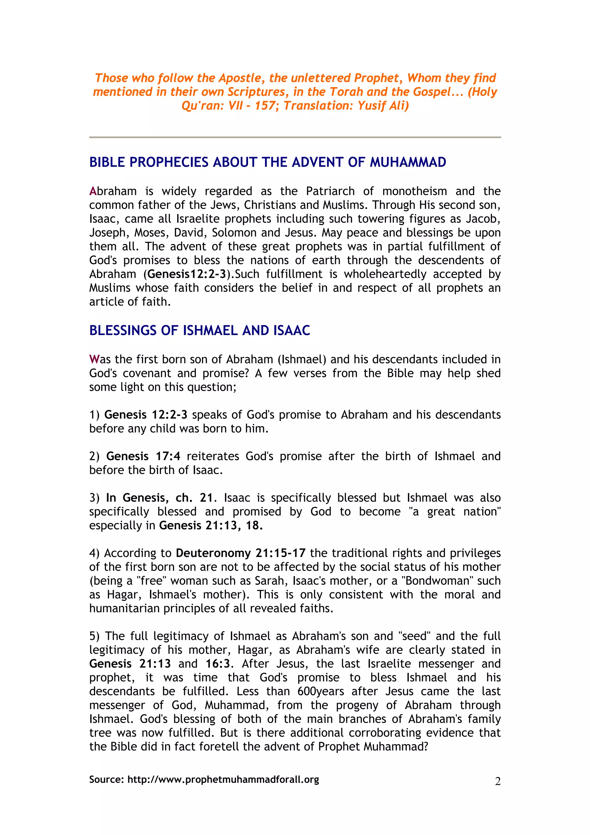 Muhammad (SAW) in Bible | PDF