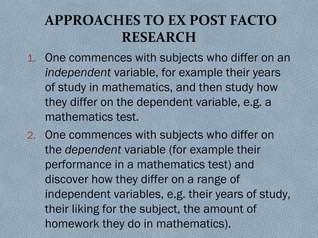 EX POST FACTO RESEARCH | PPT