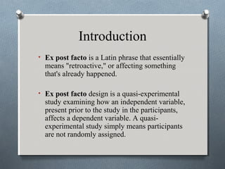 EX POST FACTO RESEARCH | PPT