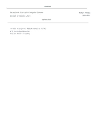 Muhammad Shakeel ayaz resume for mern srack developer | PDF