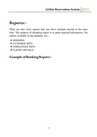 MS Access Database Project proposal on Airline Reservation System | DOCX