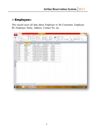 MS Access Database Project proposal on Airline Reservation System | DOCX