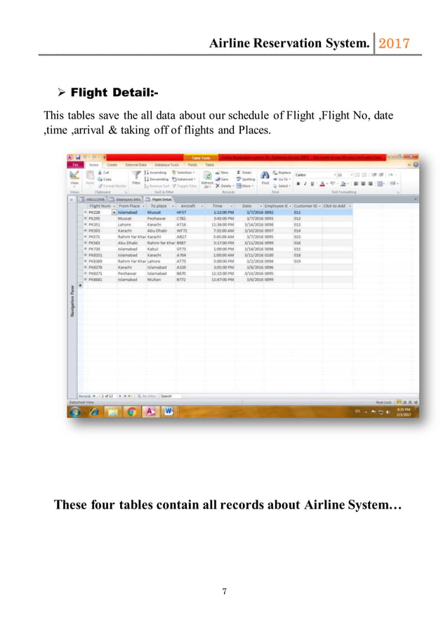 MS Access Database Project proposal on Airline Reservation System | DOCX