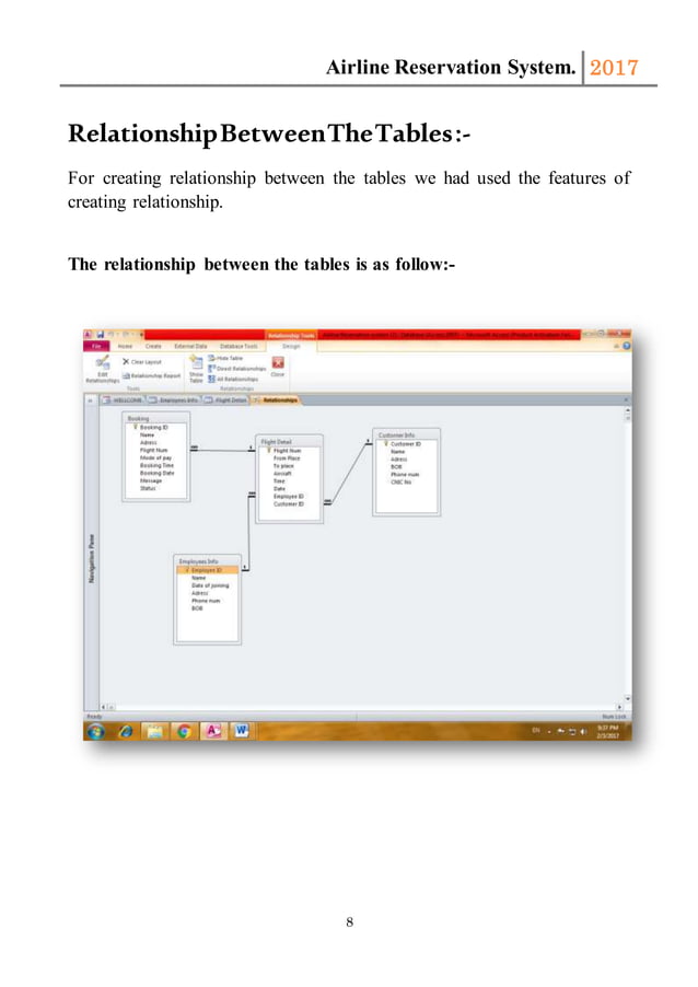 MS Access Database Project proposal on Airline Reservation System | DOCX