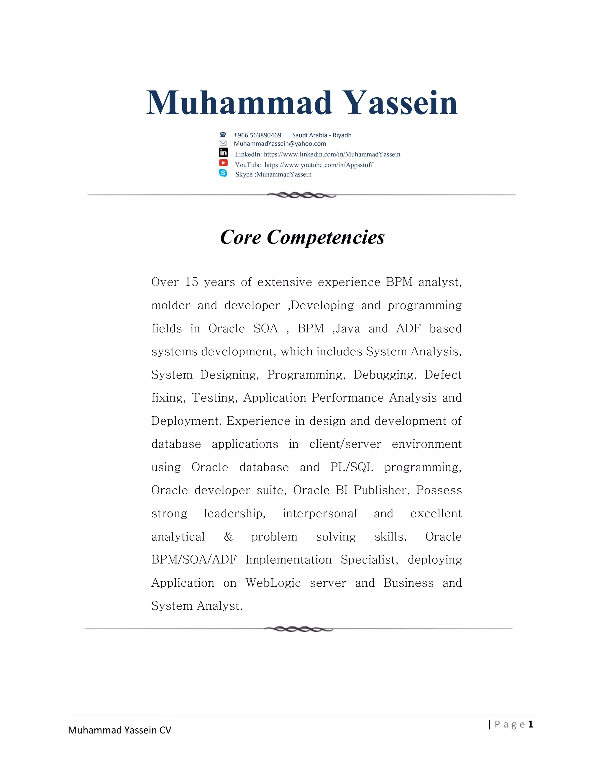 Muhammad yassein CV | PDF