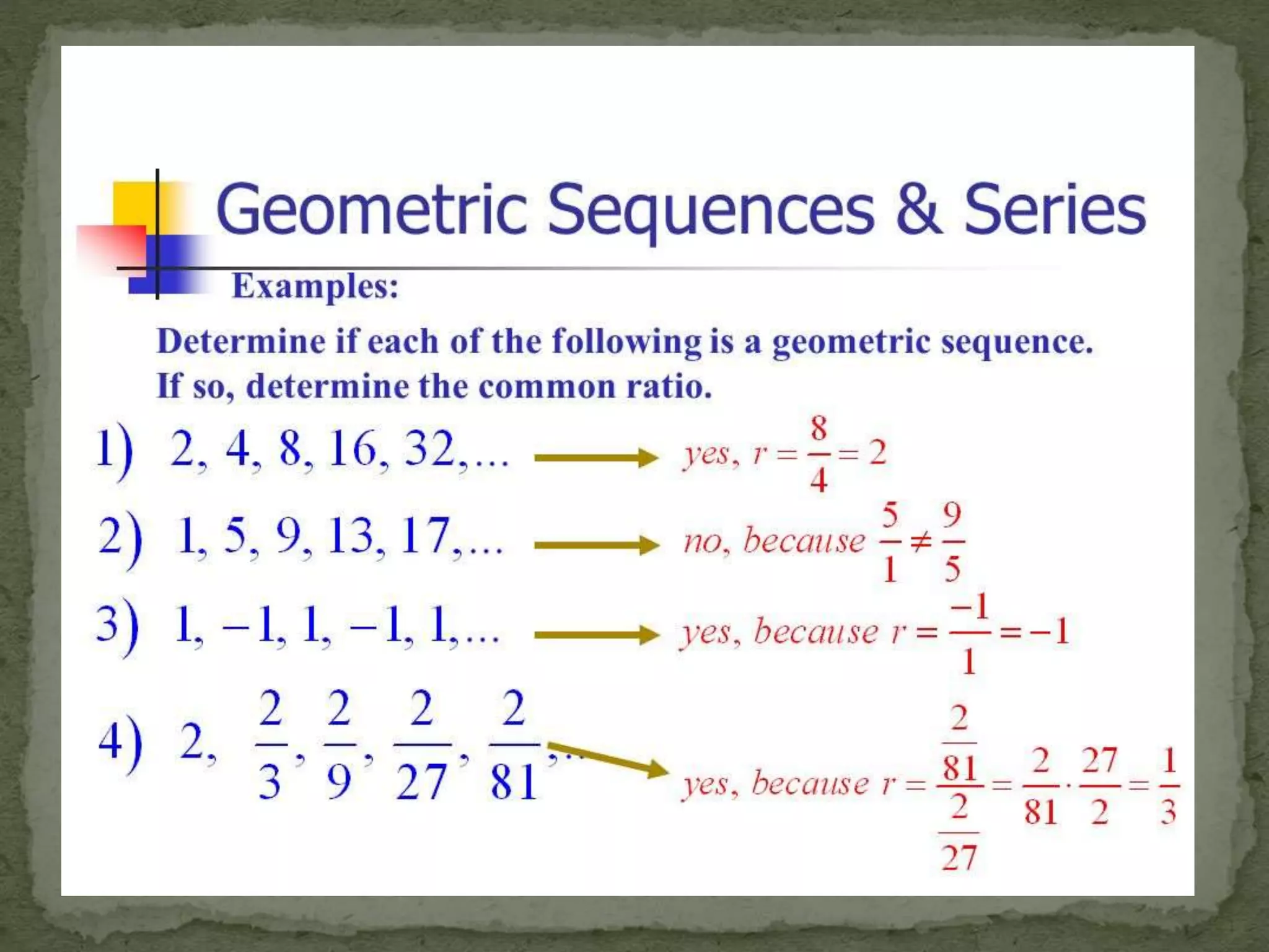 Arithmetic vs Geometric Series and Sequence | PPTX