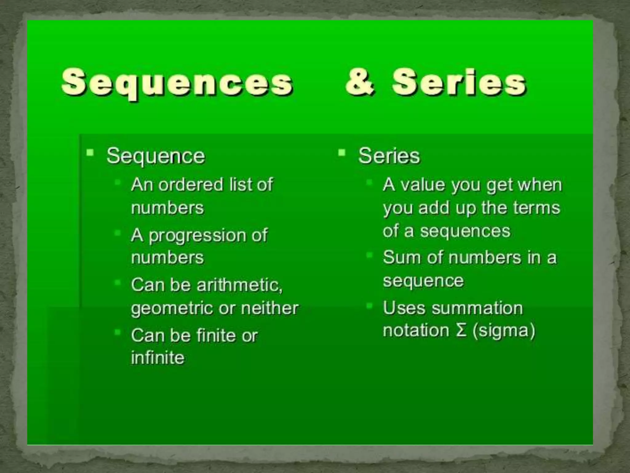 Arithmetic vs Geometric Series and Sequence | PPTX