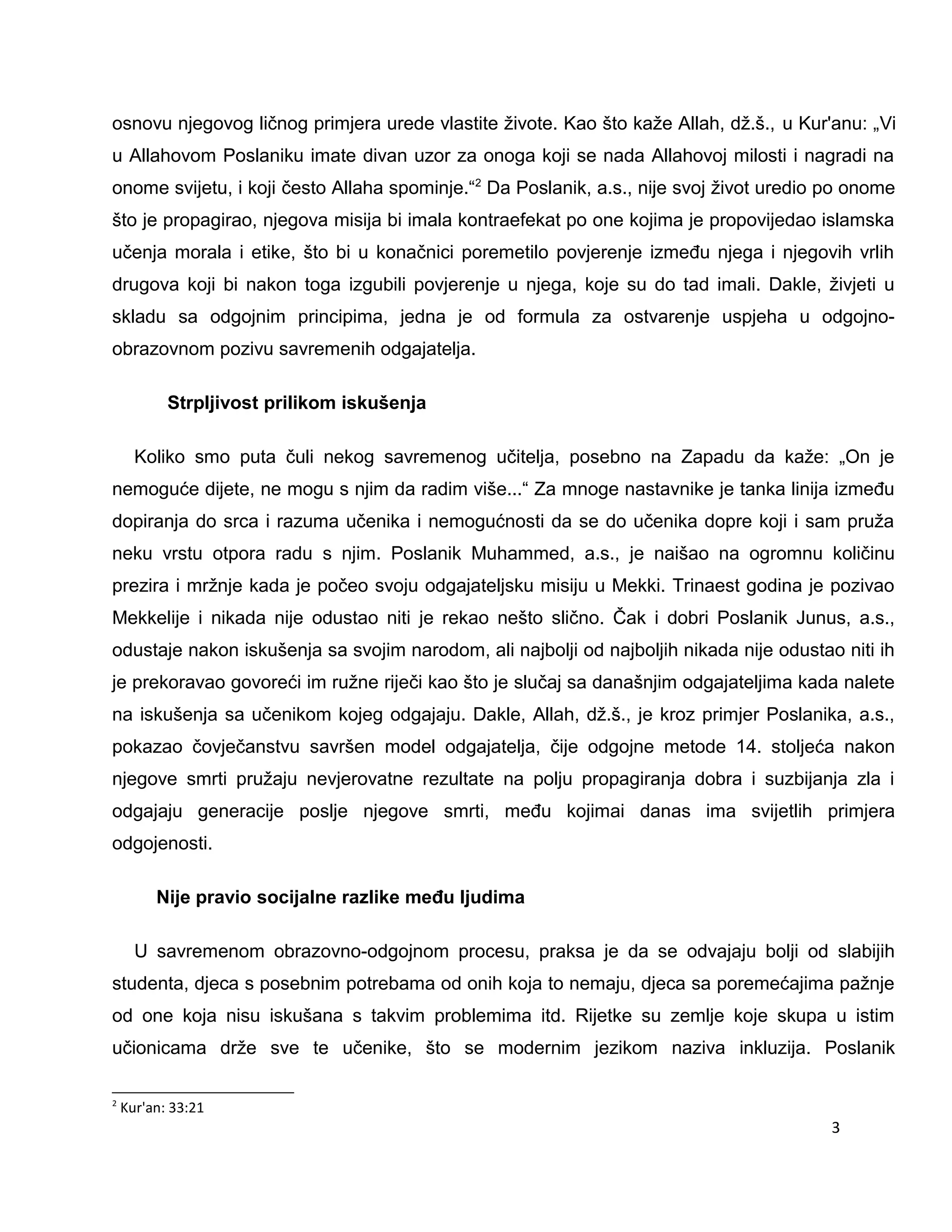 Muhammed, a.s., kao paradigma savršenog odgajatelja | DOC