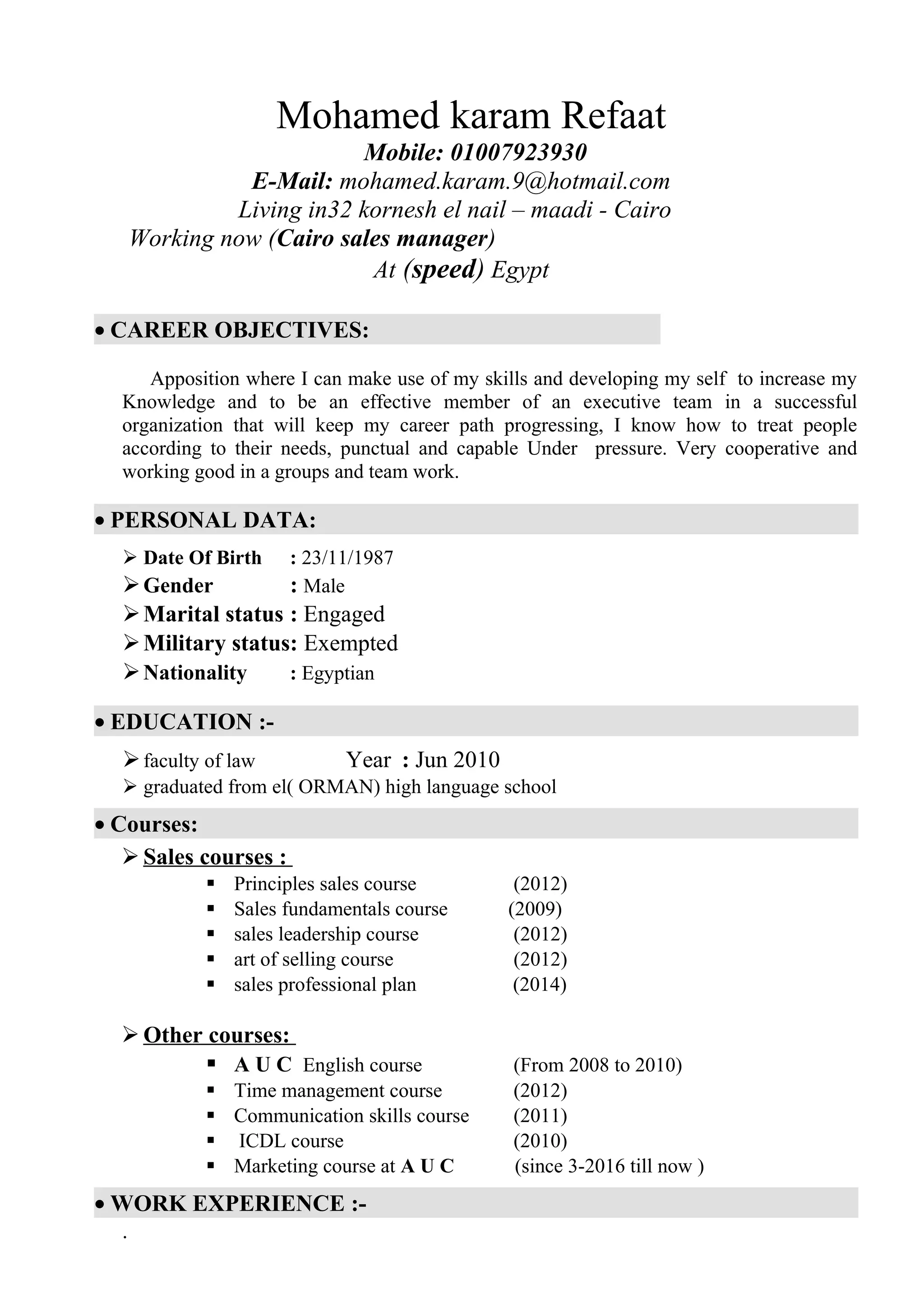 Muhammed karam cv | PDF