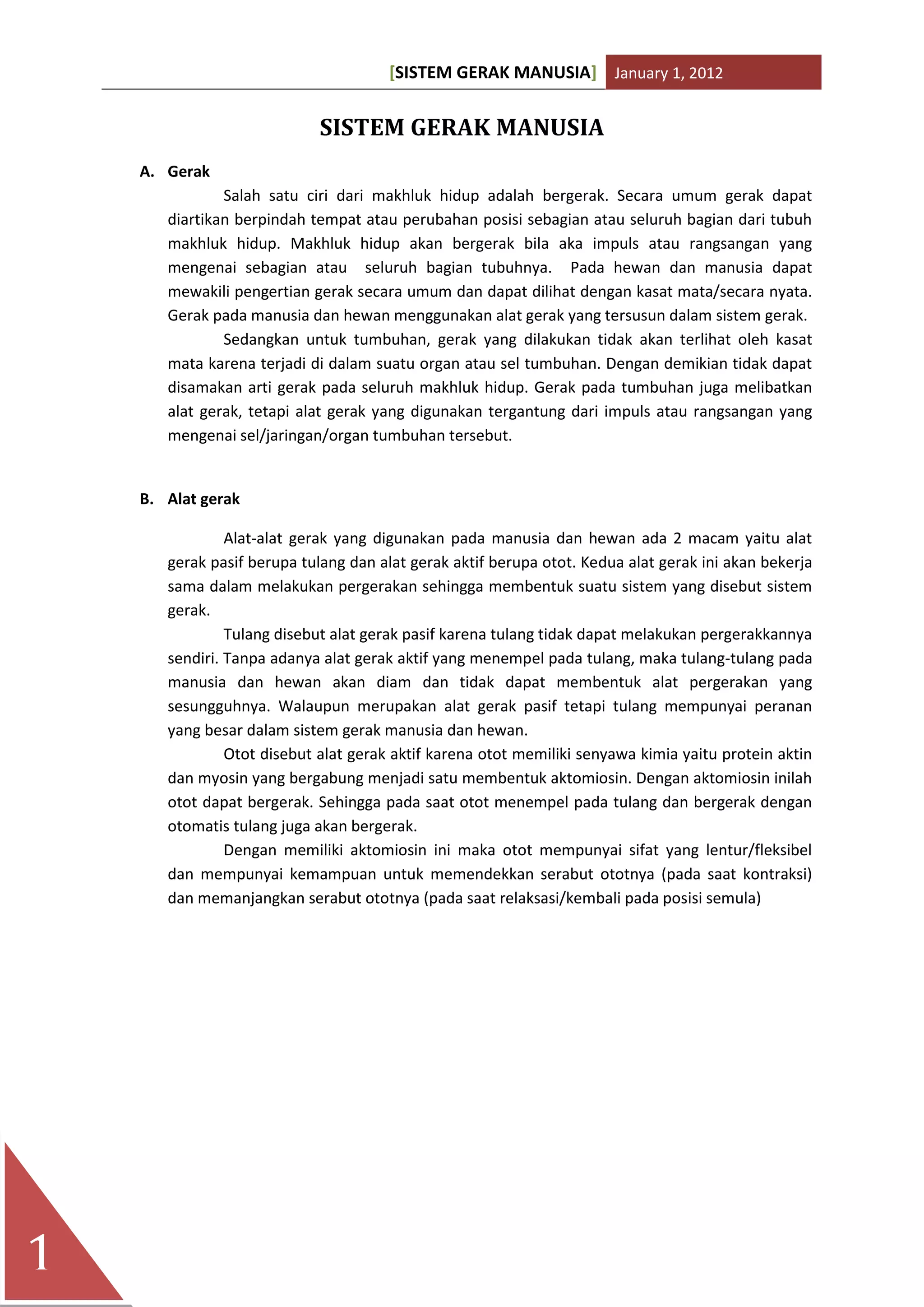 sistem gerak manusia | DOCX