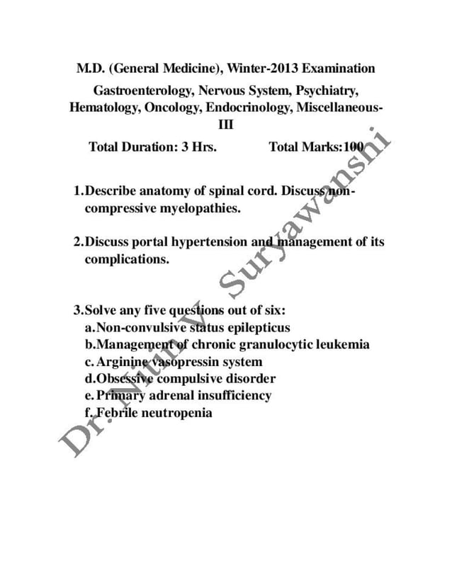 Muhs md medicine qustion paper | PDF