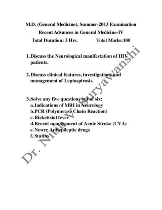 Muhs md medicine qustion paper | PDF
