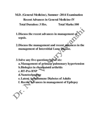 Muhs md medicine qustion paper | PDF
