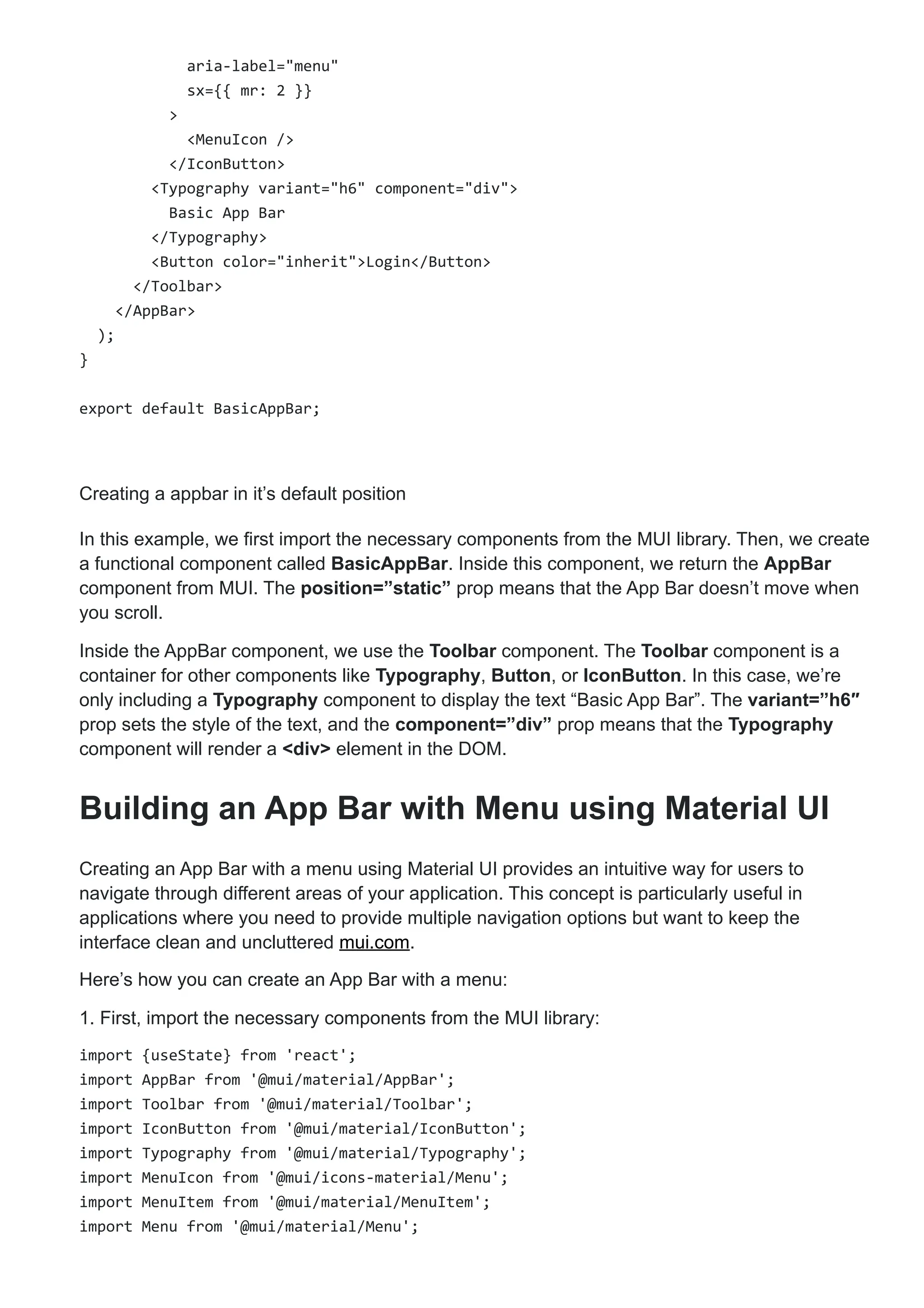 Creating a Great Navigation Bar with MUI AppBar Component - Blogs | PDF