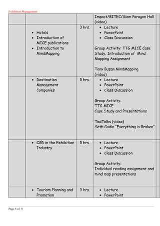 Muic exhibition management course outline | PDF