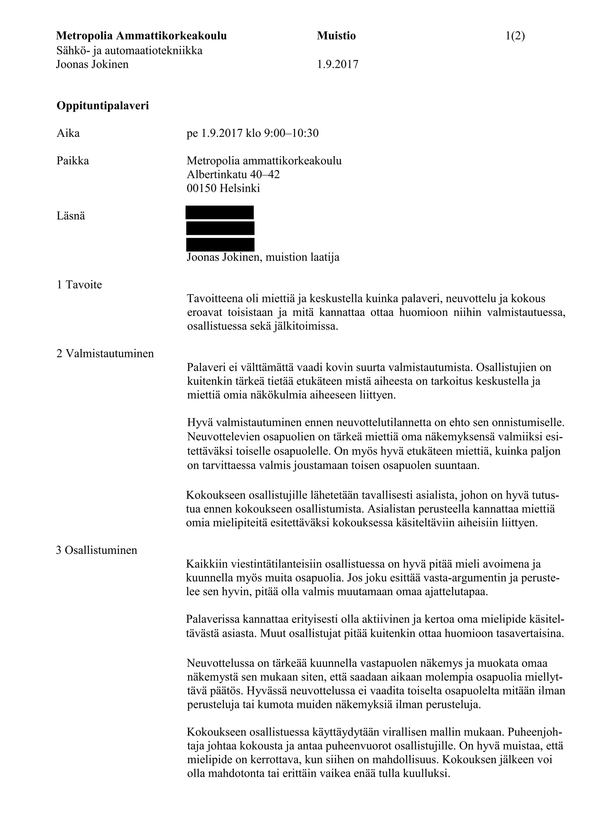 Muistio: Palaveri, neuvottelu vai kokous? | PDF