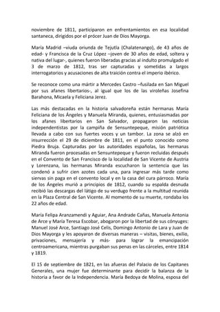 Mujeres en la independencia de El Salvador | PDF