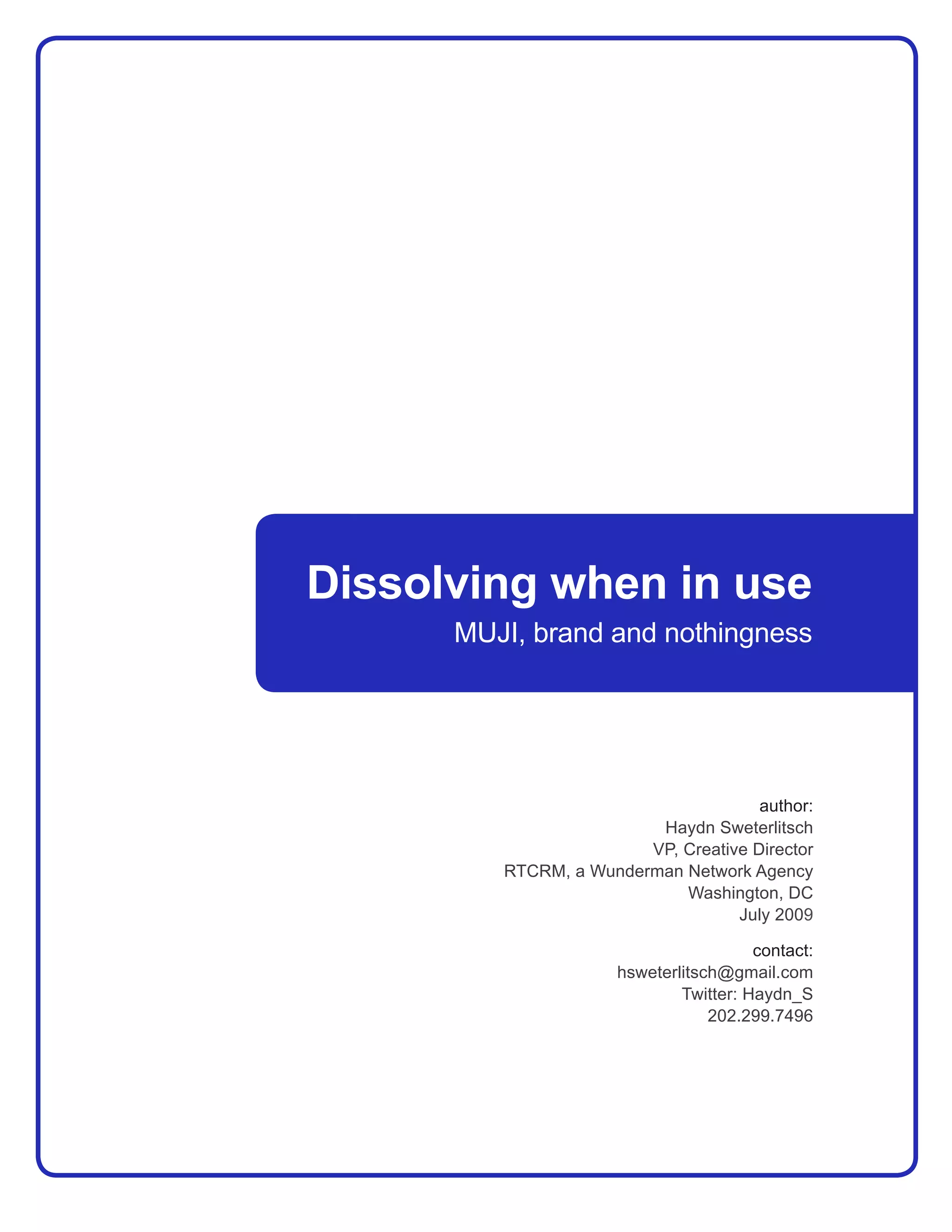 Dissolving When In Use: MUJI, brand and nothingness | PDF