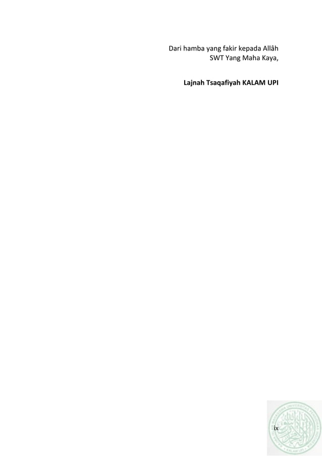 Mukadimah buku mentoring islam saja kalam upi | PDF