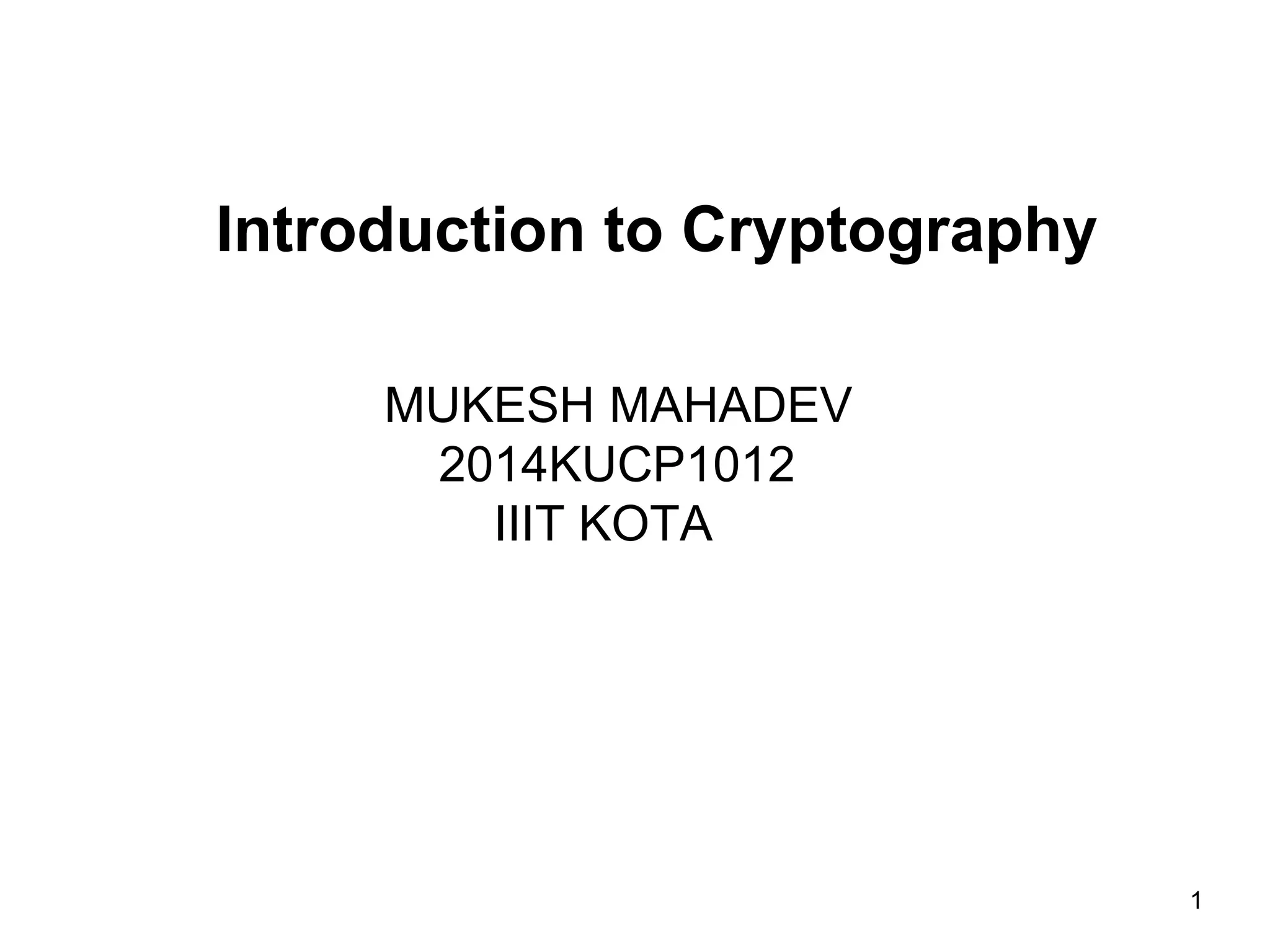 Introduction to cryptography | PPT