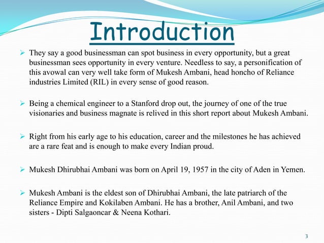 Mukesh Ambani Strategic Management | PPTX | Graduation | Personal Celebrations & Life Events