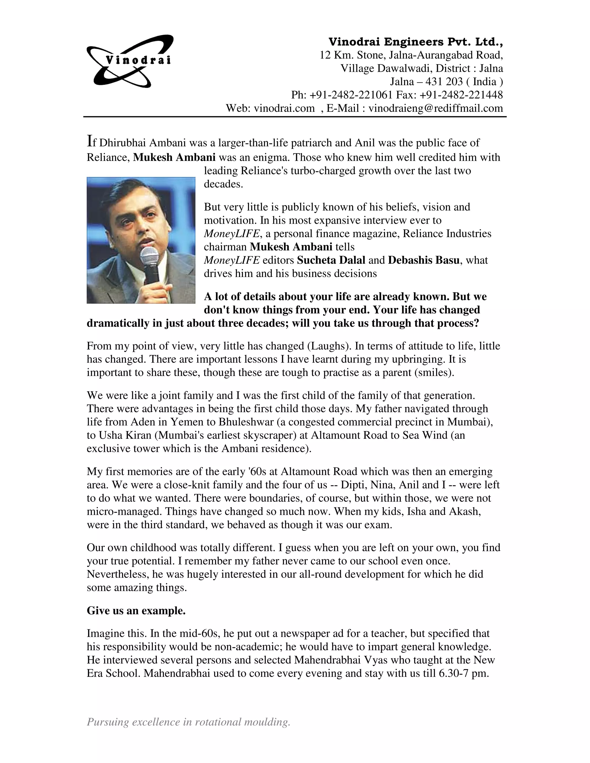 Mukesh Ambani Interview | PDF