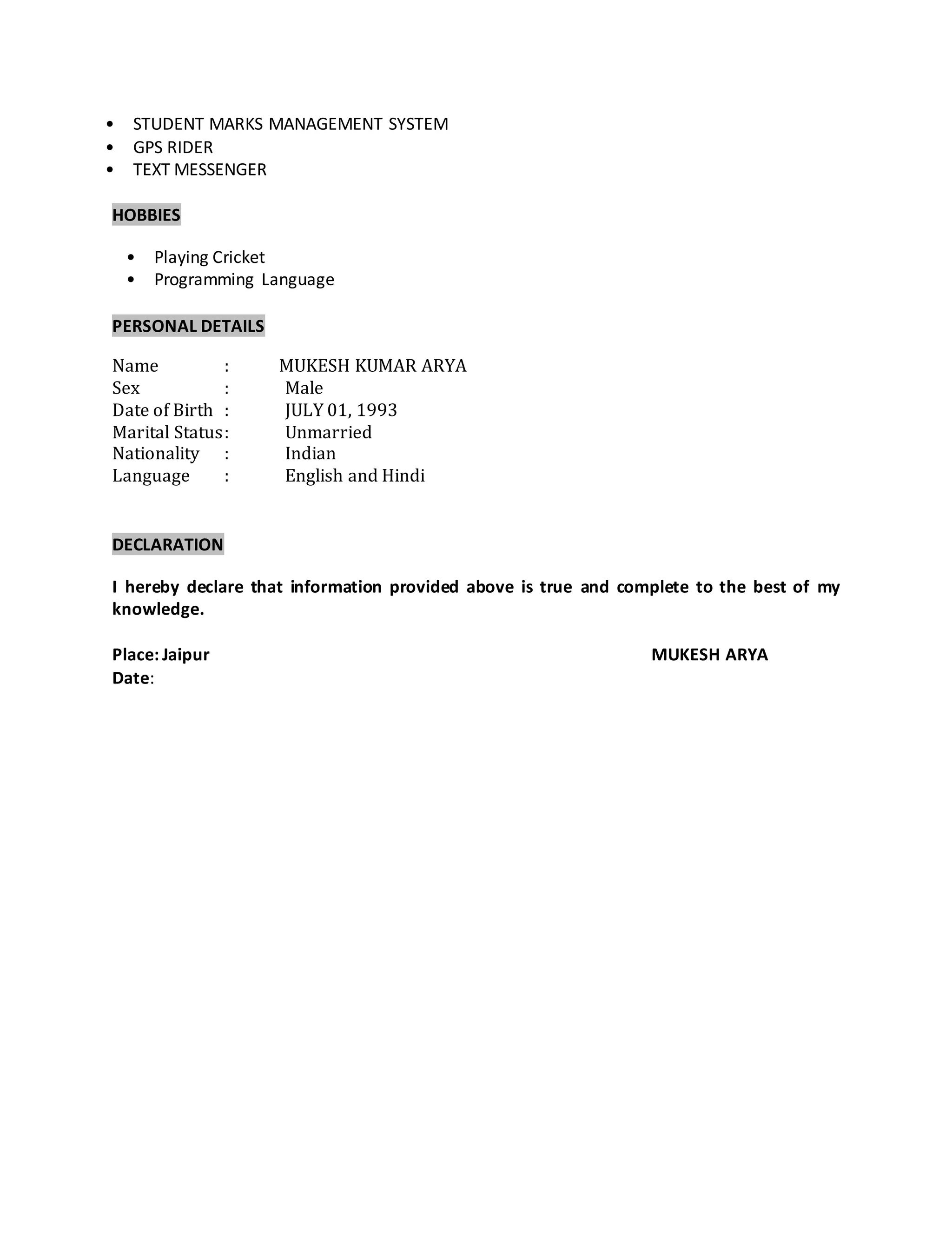 Mukesh arya | DOCX | Programming Languages | Computing