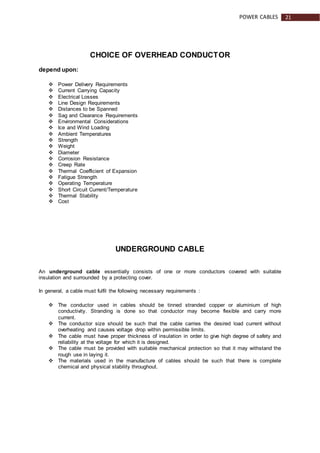 Electrical Engineering (EE) presentation on POWER CABLES | DOCX