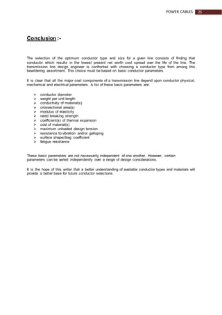 Electrical Engineering (EE) presentation on POWER CABLES | DOCX