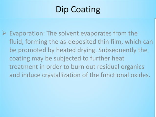 dip coating | PPTX | Chemistry | Science