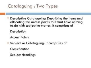 Cataloguing | PPT