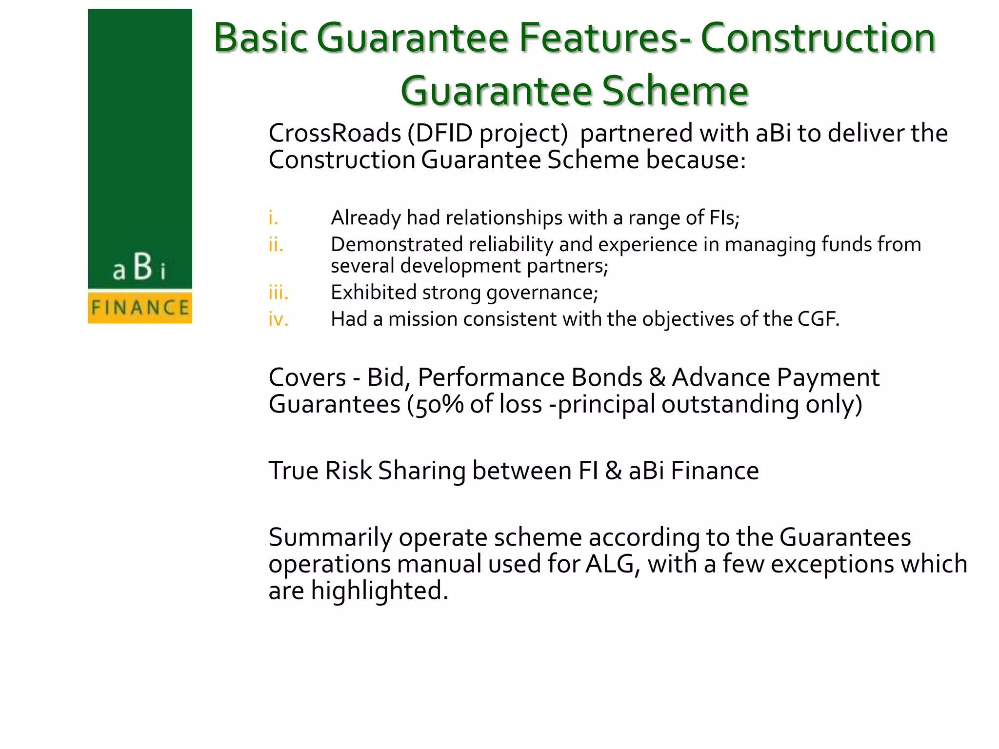 Guarantee scheme experience at aBi Finance Limited in Uganda | PPTX