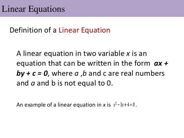 linear equation in 2 variables