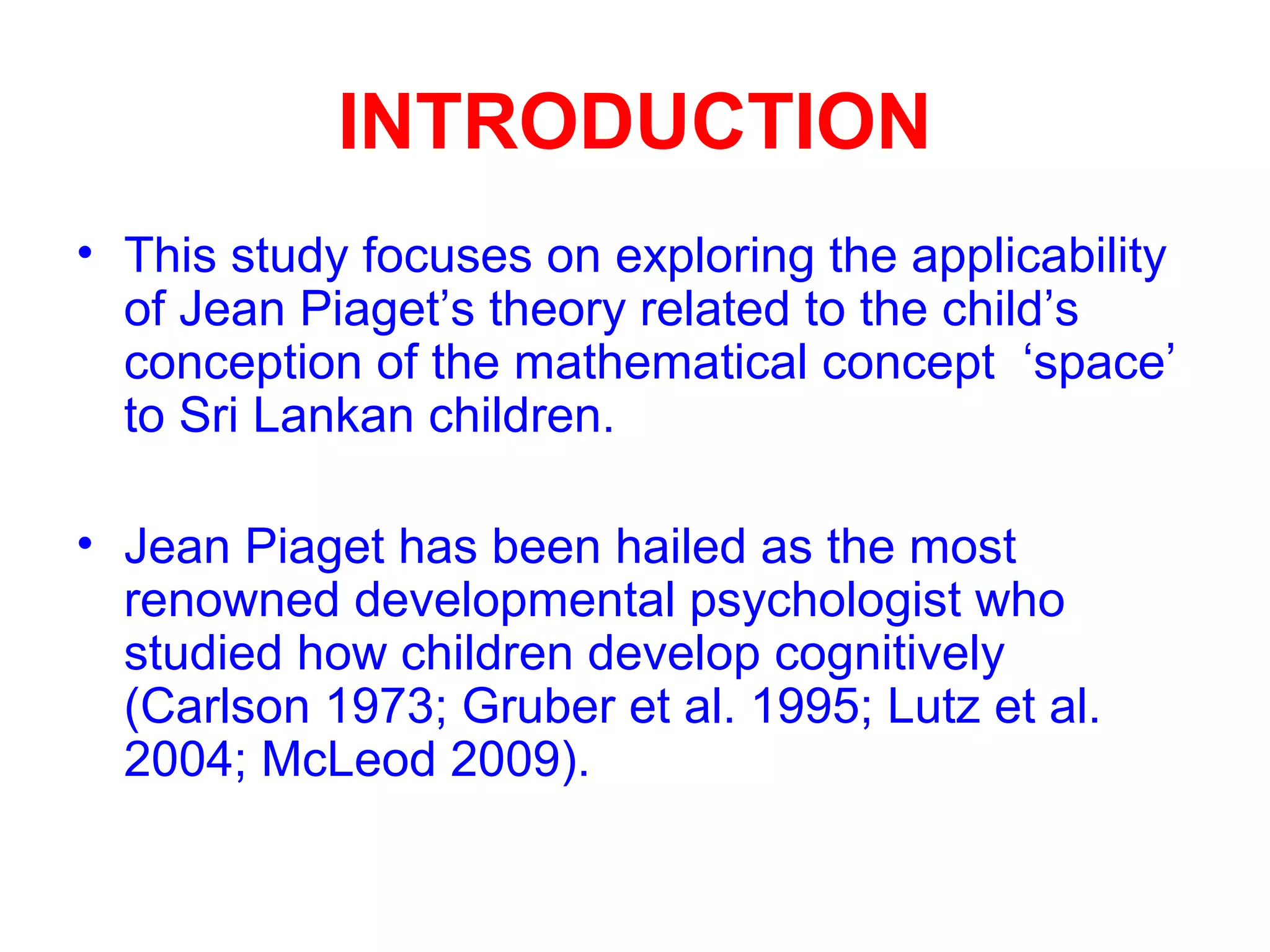 A STUDY ON SRI LANKAN CHILDREN’S CONCEPTION OF SPACE | PPT | Free Download