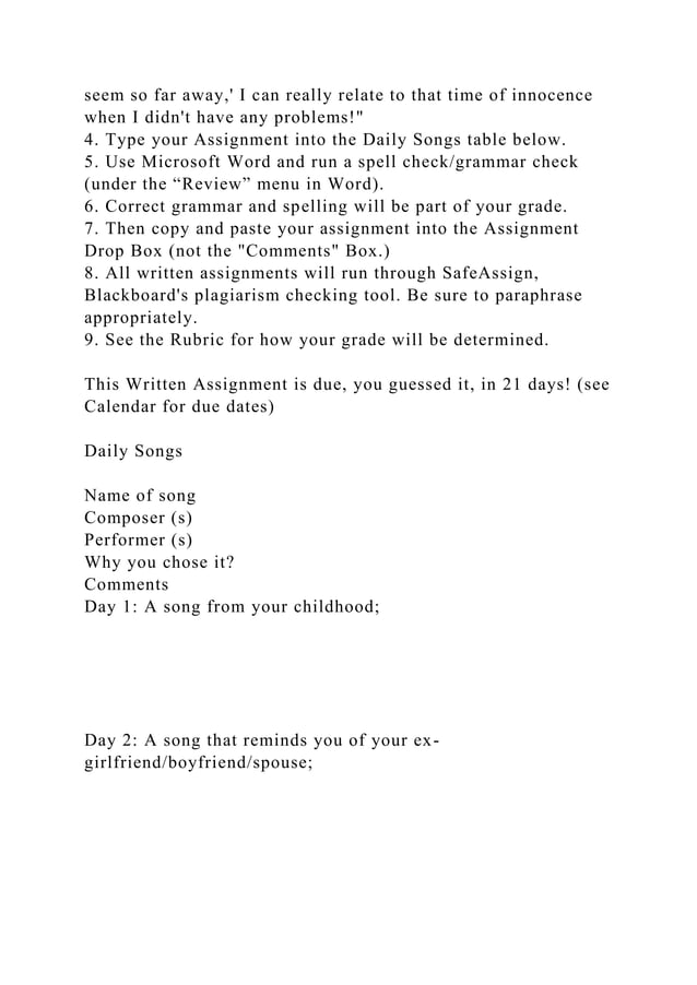 MUL1010 Music AppreciationWritten Assignment #1 THE 21 DAY .docx