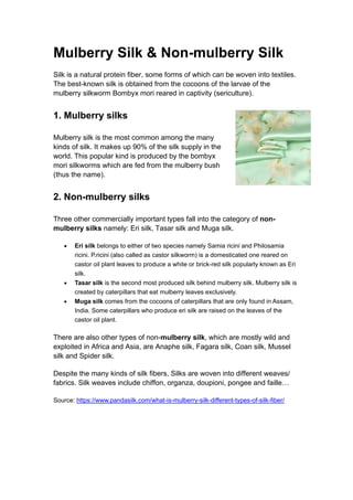 Mulberry Silk & Non-mulberry Silk | PDF