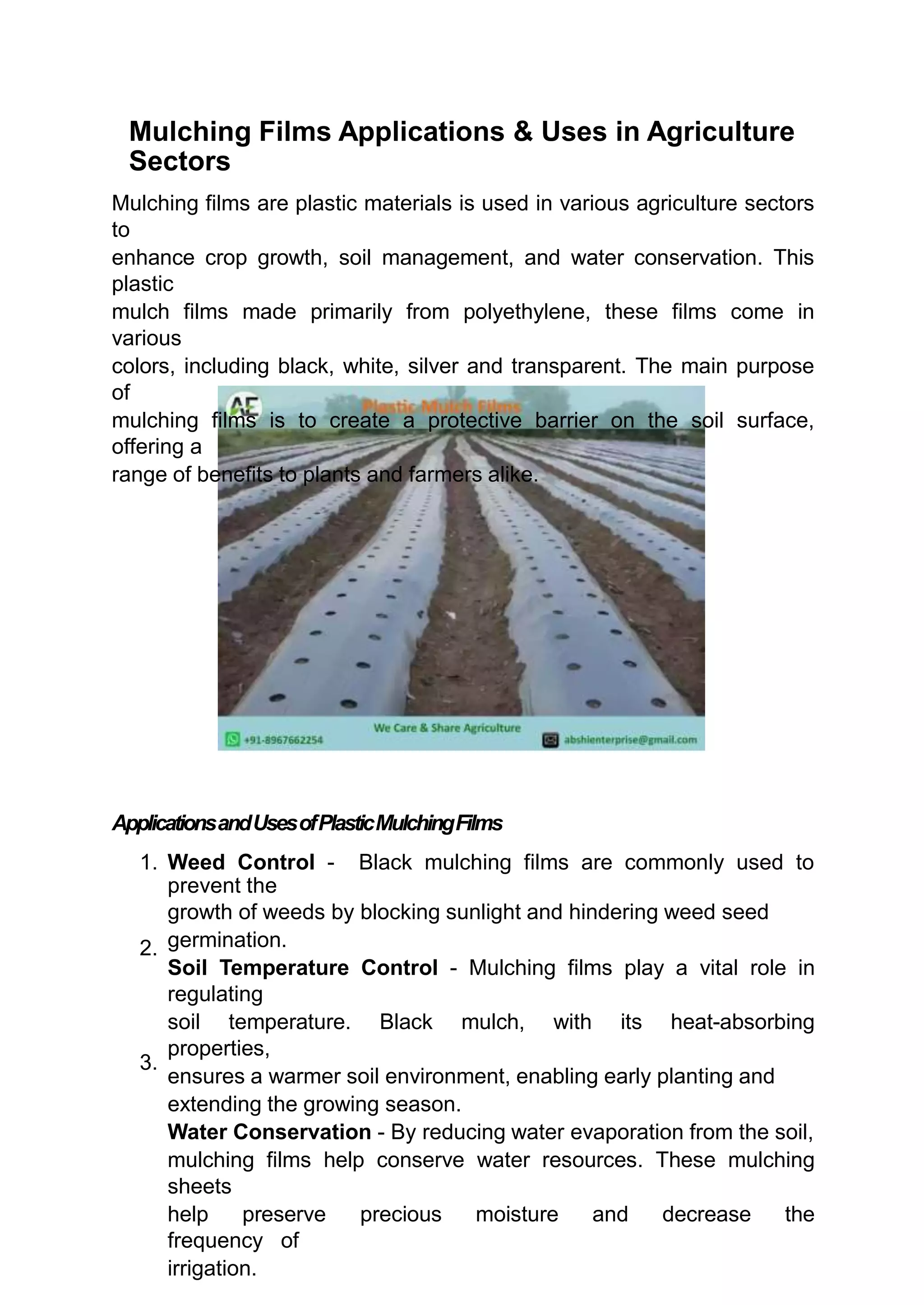 Mulching Films Applications & uses | PPTX