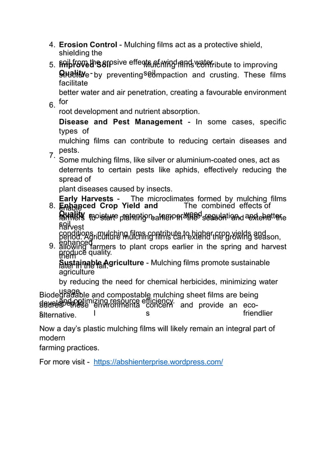 Mulching Films Applications & uses | PDF Mulching Films Applications & uses | PDF