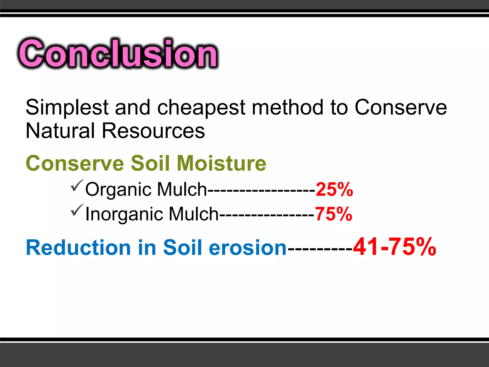 Mulching for soil and Water Conservation | PPS