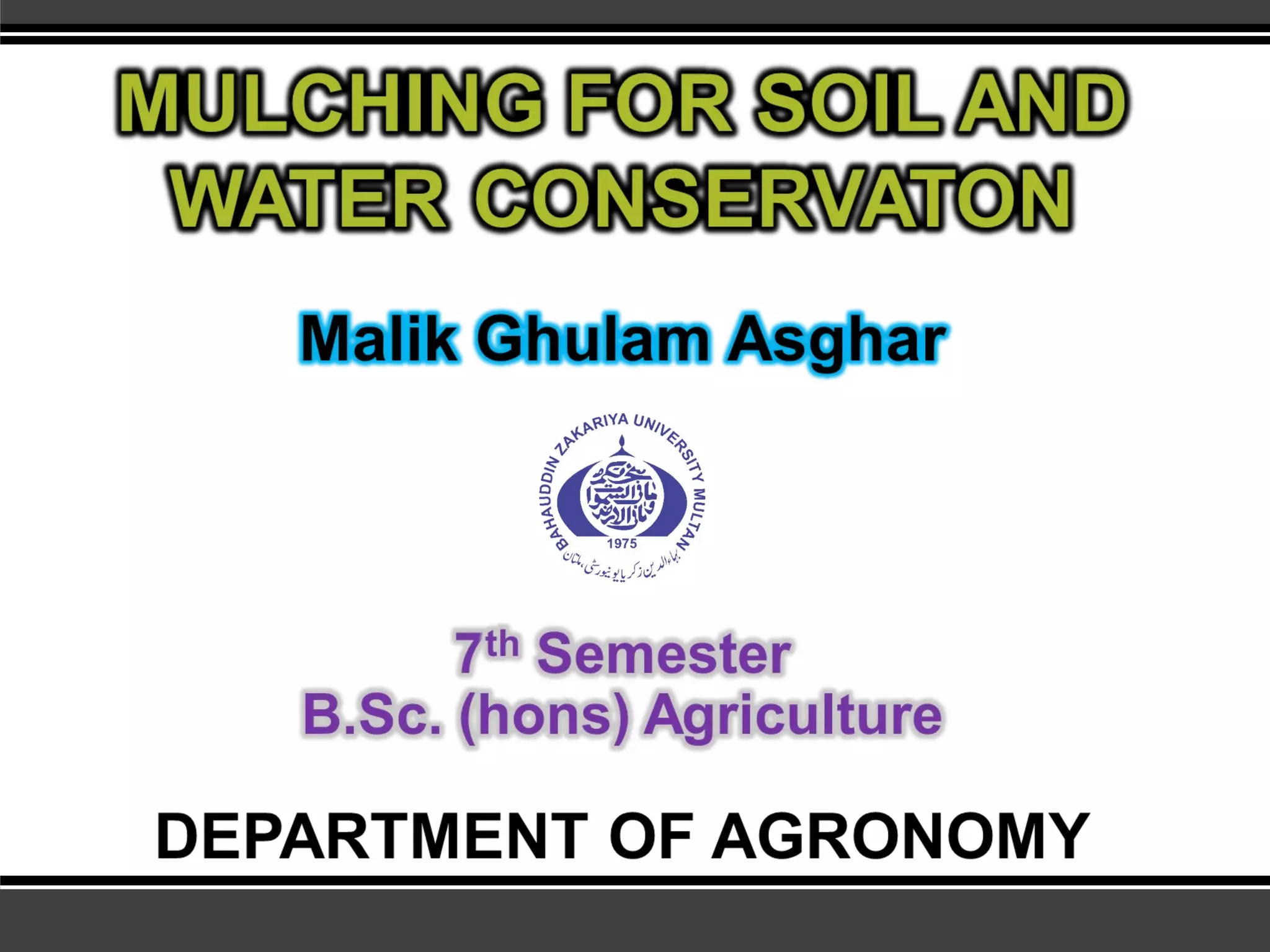 Mulching for soil and Water Conservation | PPS