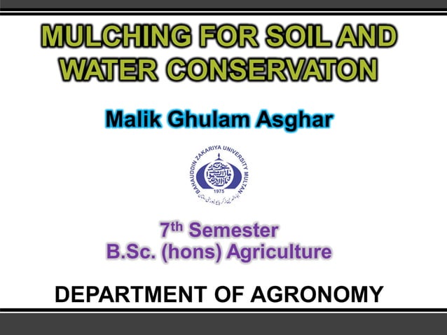 Mulching for soil and Water Conservation | PPS